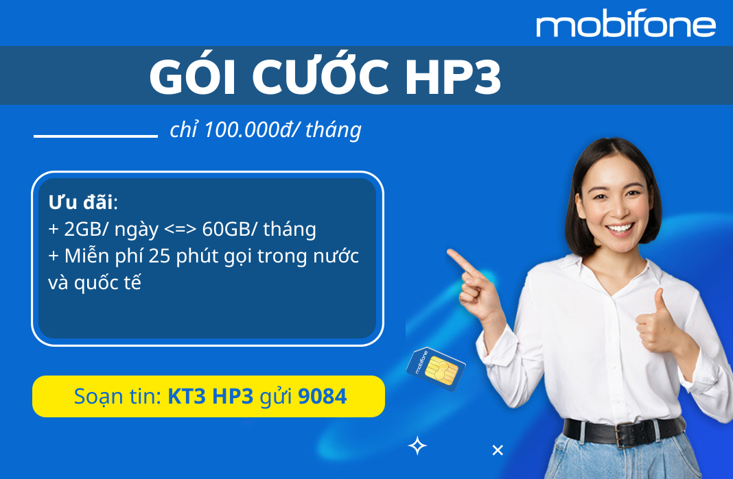 Hướng dẫn đăng ký gói HP3 Mobifone - Mobifone Data