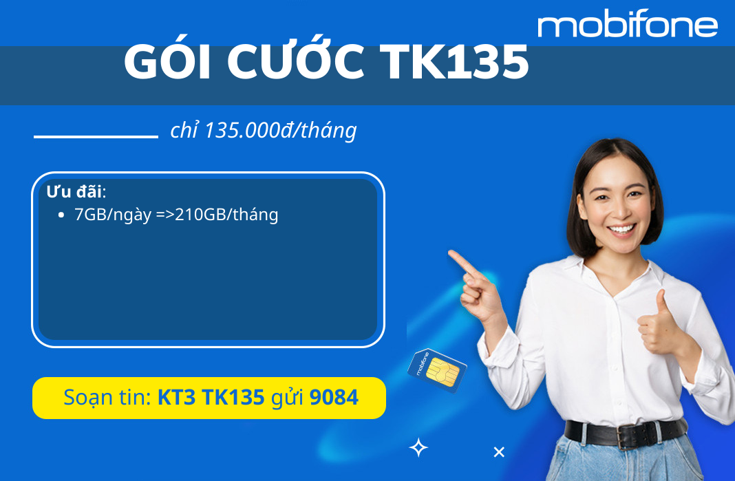 Gói cước TK135 Mobifone data siêu khủng - Mobifone Data